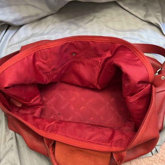 Longchamp | Bags | Lonchamp Red Leather Weekender Bag | Poshmark
